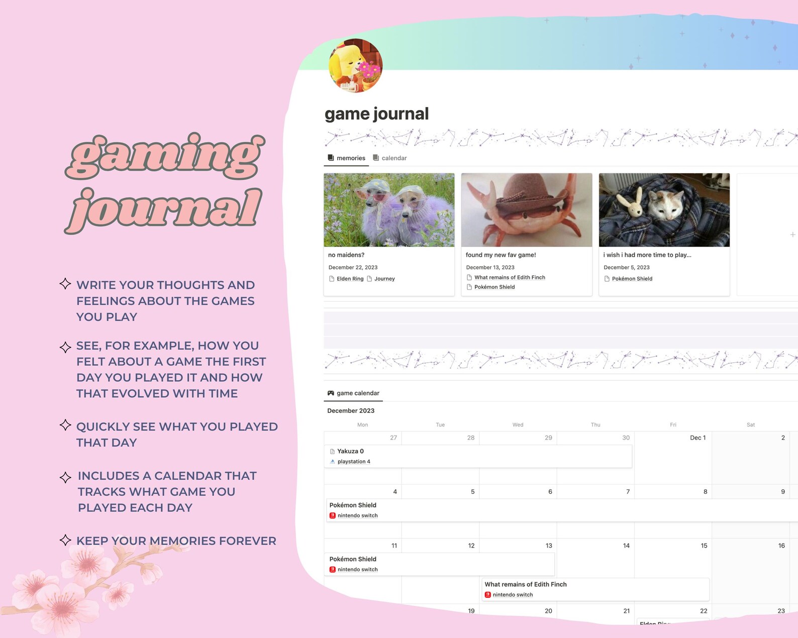 Notion Template Aesthetic Video Game Collection Tracker for Gamers ...