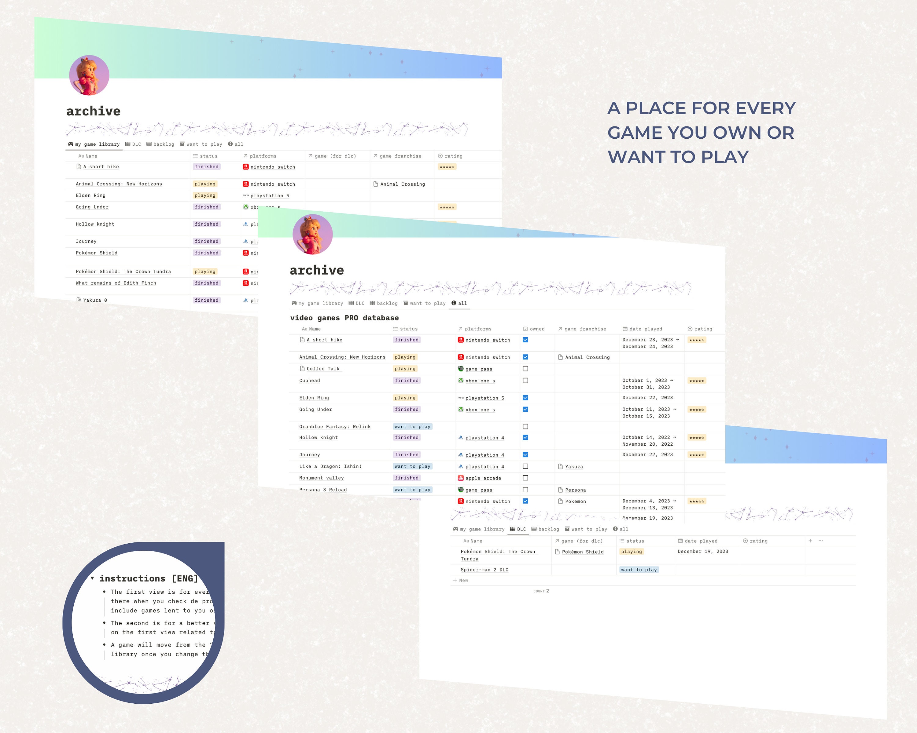 Notion Template Aesthetic Video Game Collection Tracker for Gamers ...