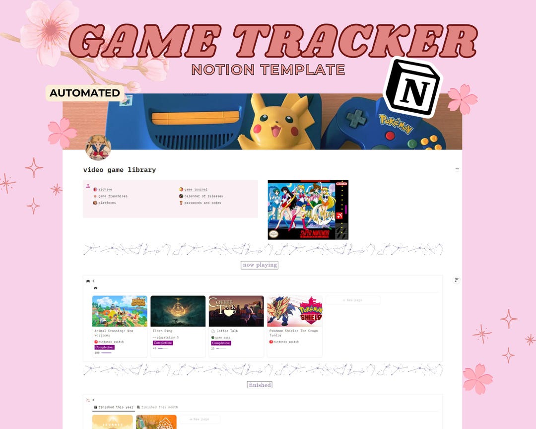 Notion Template Aesthetic Video Game Collection Tracker for Gamers Digital Planner Gaming Video ...
