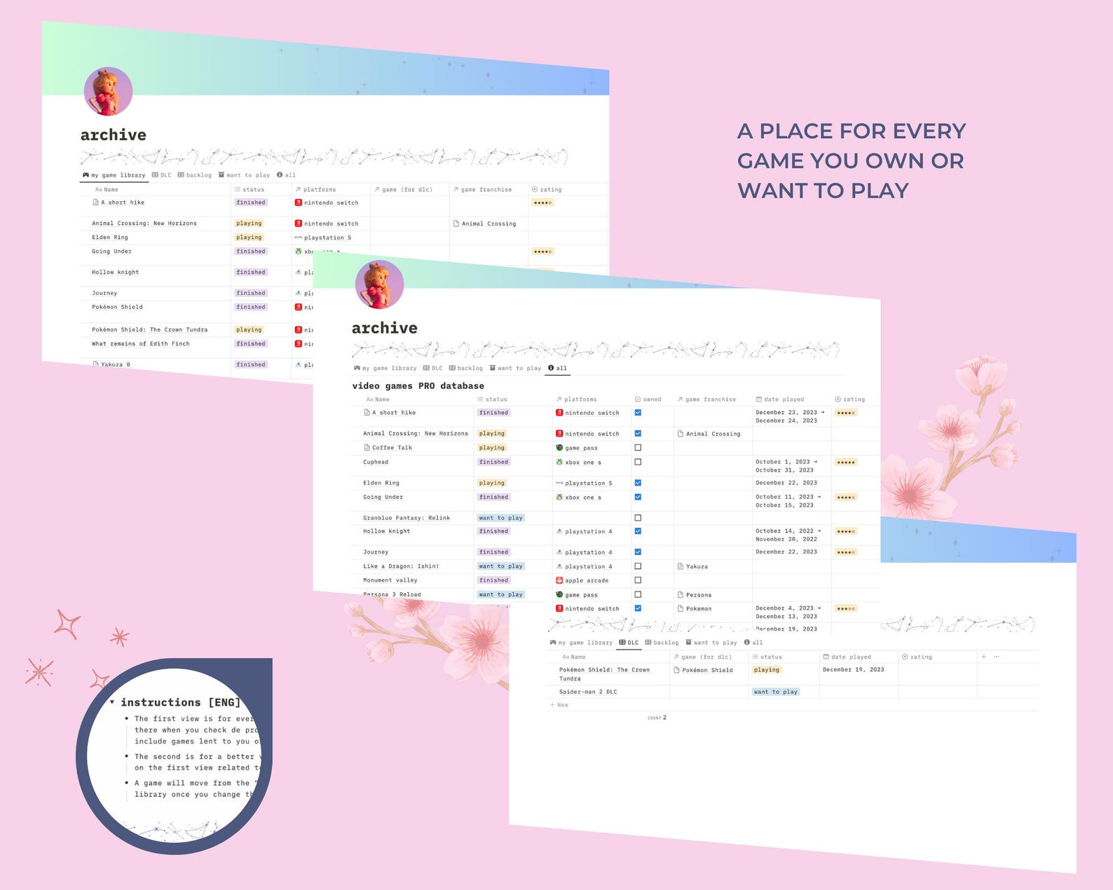 Notion Template Aesthetic Video Game Collection Tracker for Gamers ...