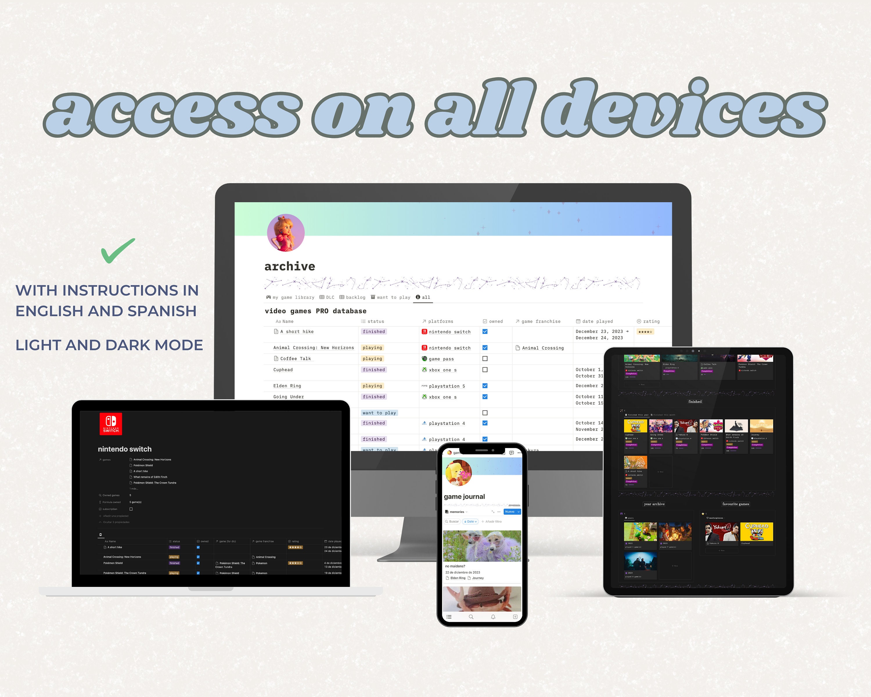 Notion Template Aesthetic Video Game Collection Tracker for Gamers Digital Planner Gaming Notion ...