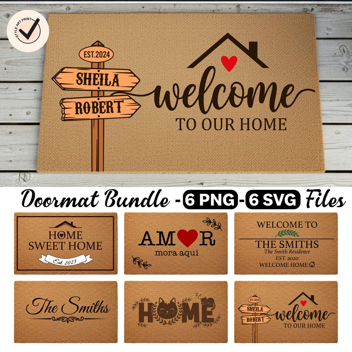 Personalized Welcome Home Doormat Designs | SVG PNG Bundle (digital ...