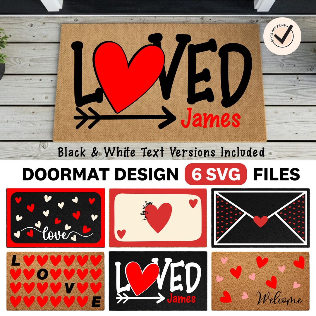Valentine Doormat SVG Bundle | Heart Welcome Mat Designs (6 SVG Files ...