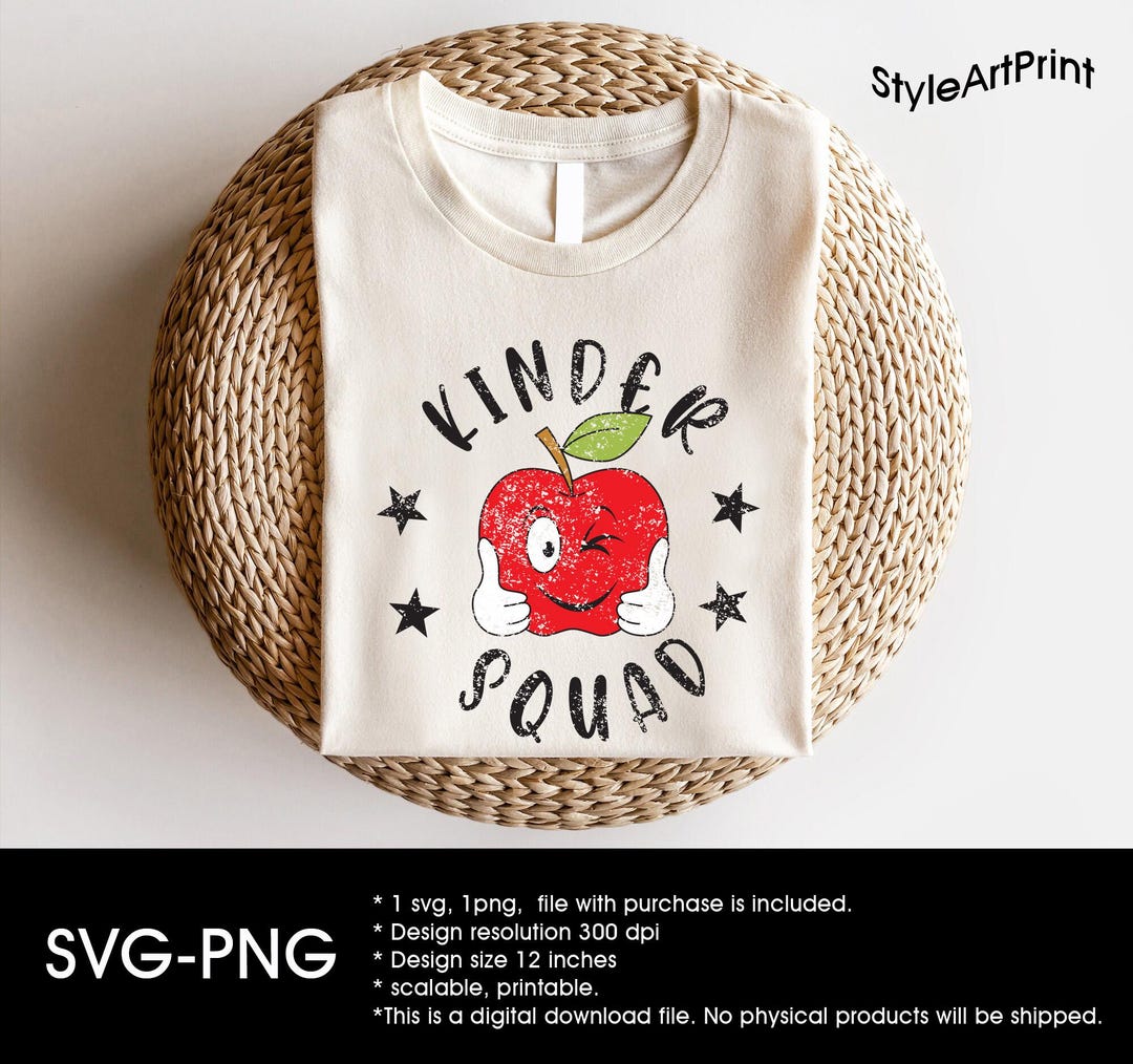Kinder Squad PNG and SVG, Back to School Design, Sublimation Designs ...