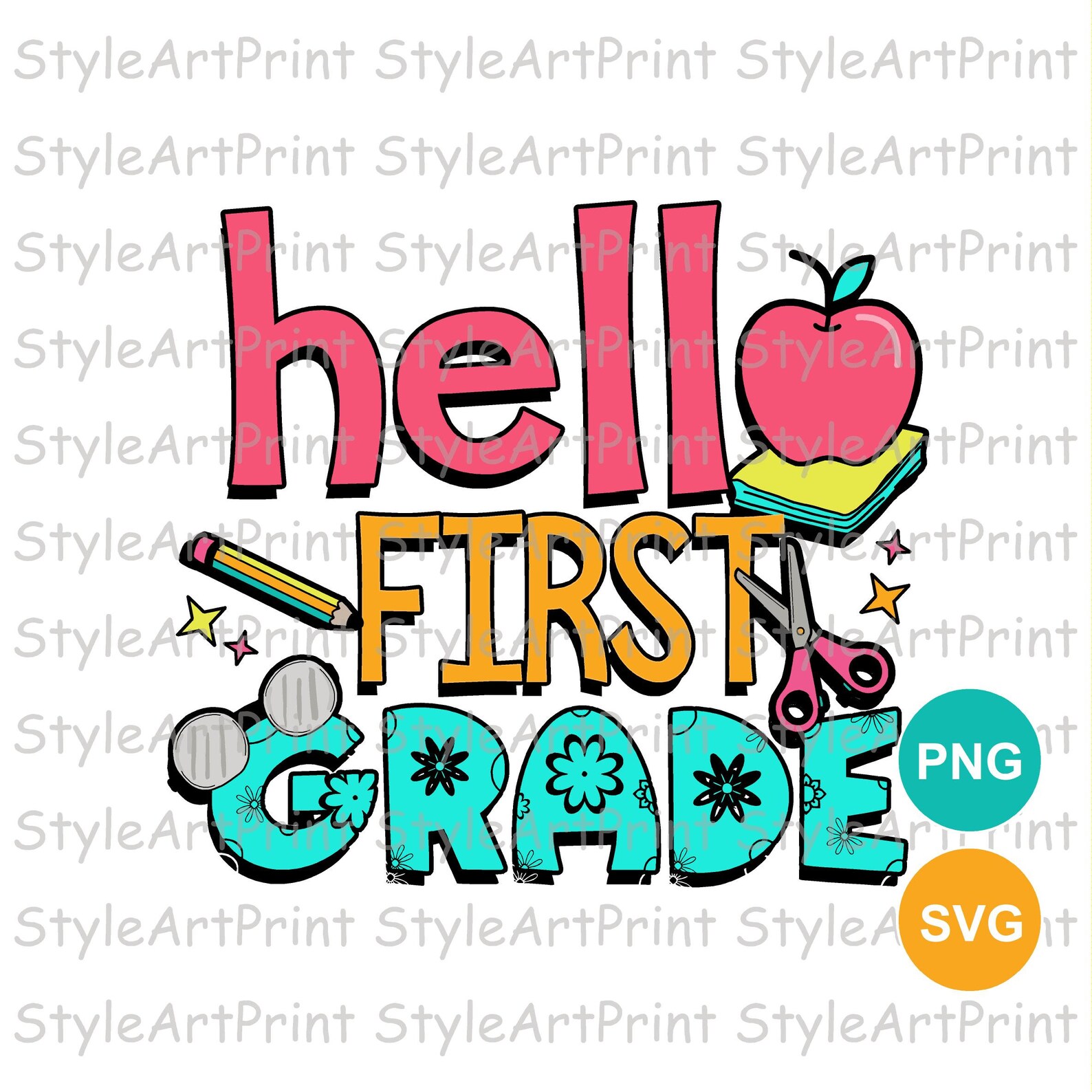 Hello First Grade Svg, First Grade Svg, 1st Grade Svg, 1st Day of ...