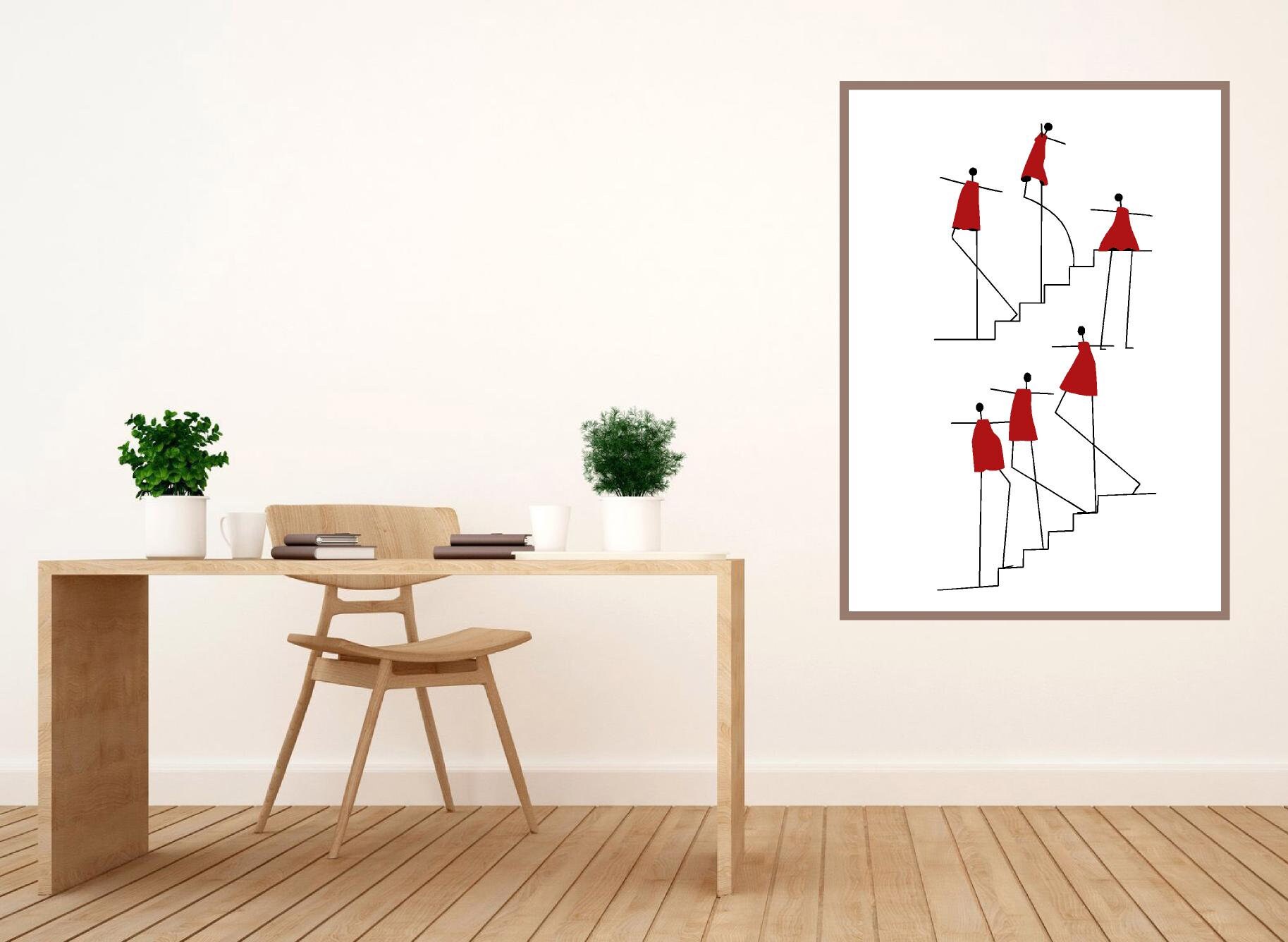 Modern Abstract Staircase Art Print: Minimalist Wall Decor (digital ...