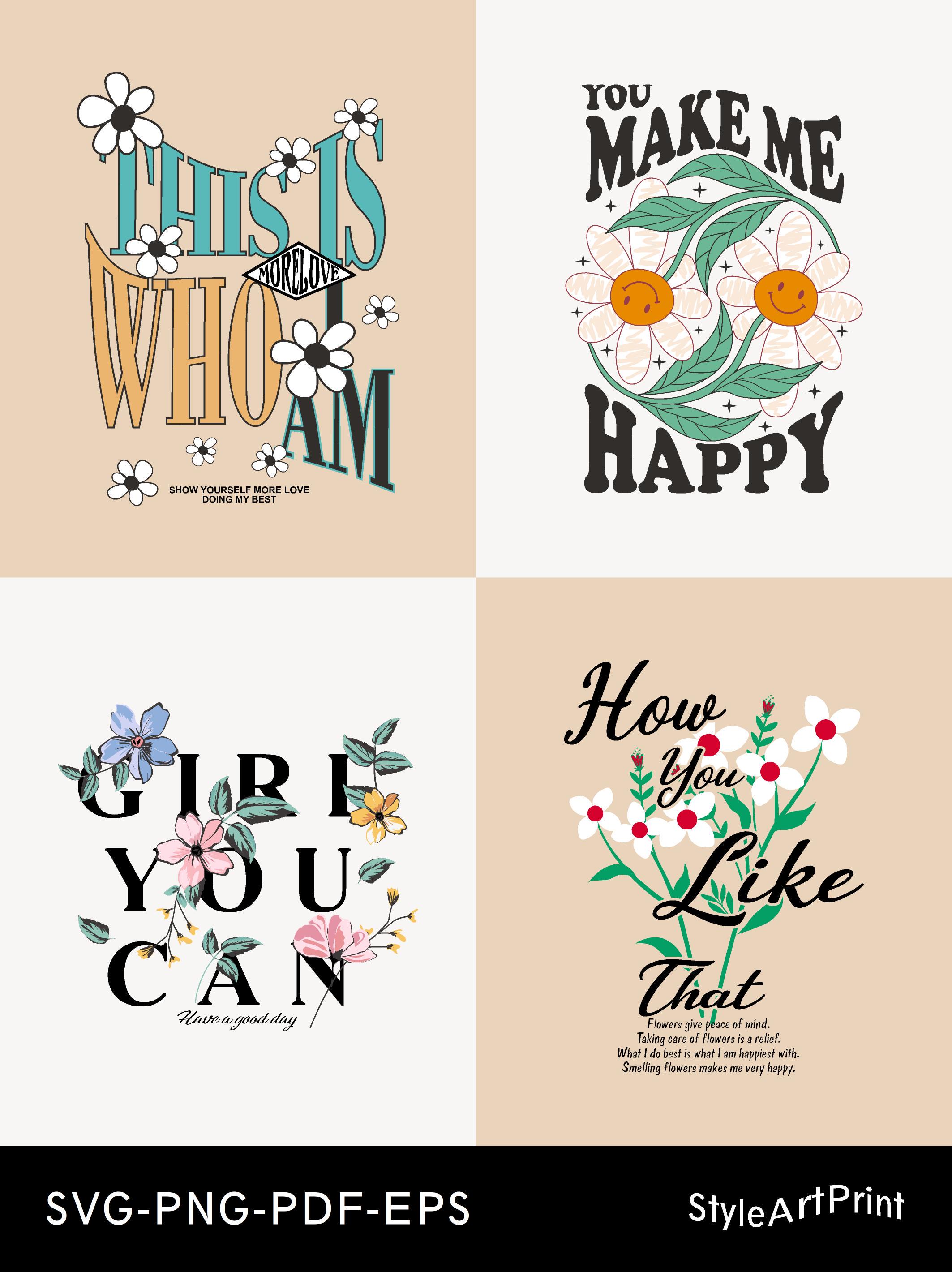 T-shirt Svg Png Pdf Eps Package, Original Floral T-shirt Design, Floral ...