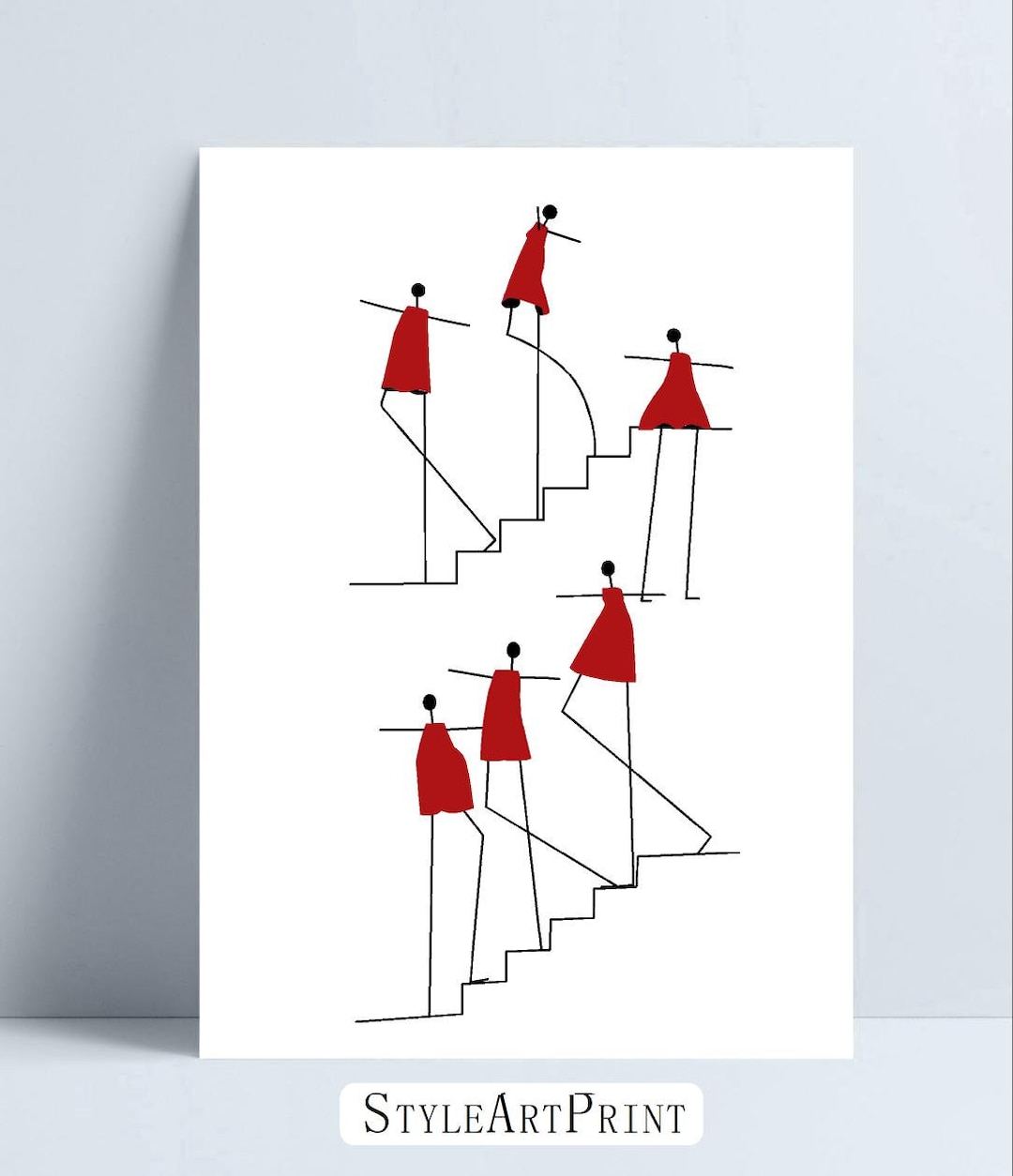 Modern Abstract Staircase Art Print: Minimalist Wall Decor (digital ...