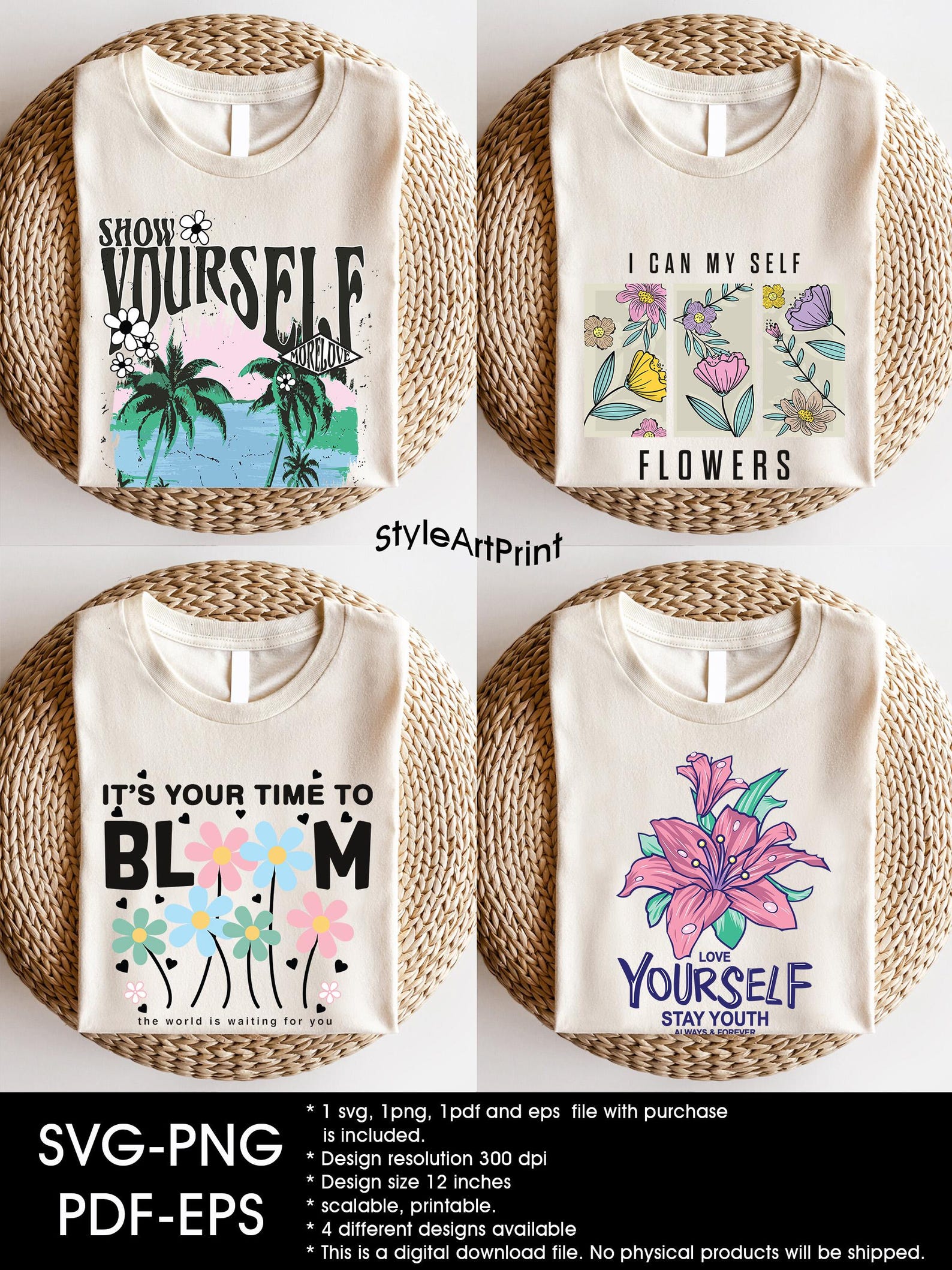 T-shirt Svg Png Pdf Eps Pack, Original Flower Landscape T-shirt Design ...