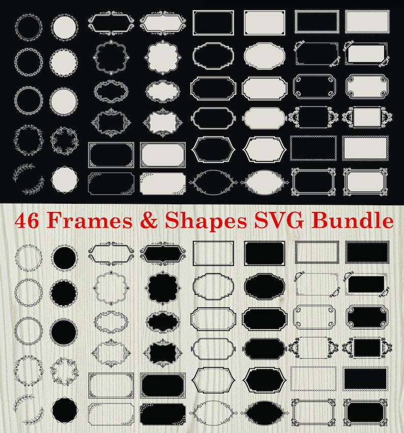 Vintage Frame Shapes SVG Bundle (digital Download) - Etsy