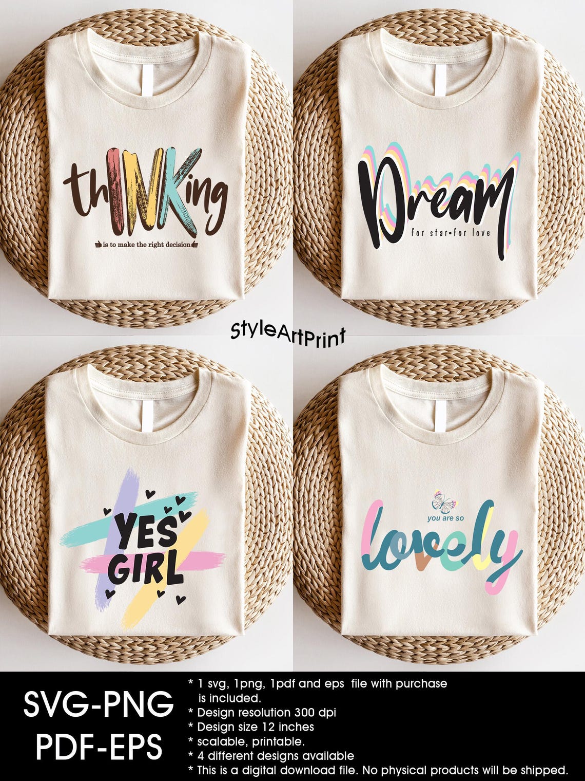 Lovely Svg , Yes Girl Svg, Thinking Svg, Dream Svg, 4 Patterns Can Be ...