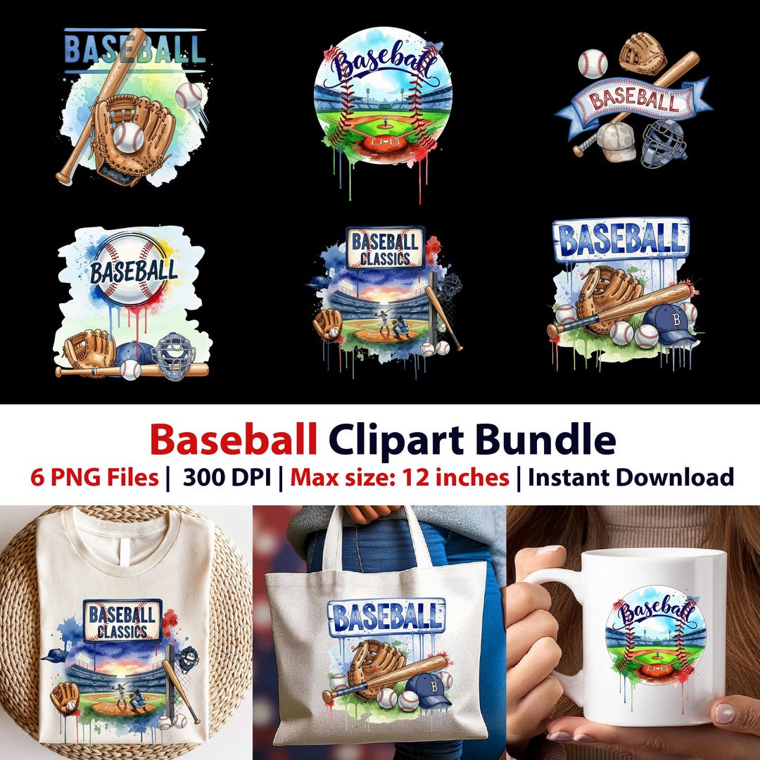 Watercolor Baseball Clipart Bundle, Sports Graphics (PNG Files) - Etsy