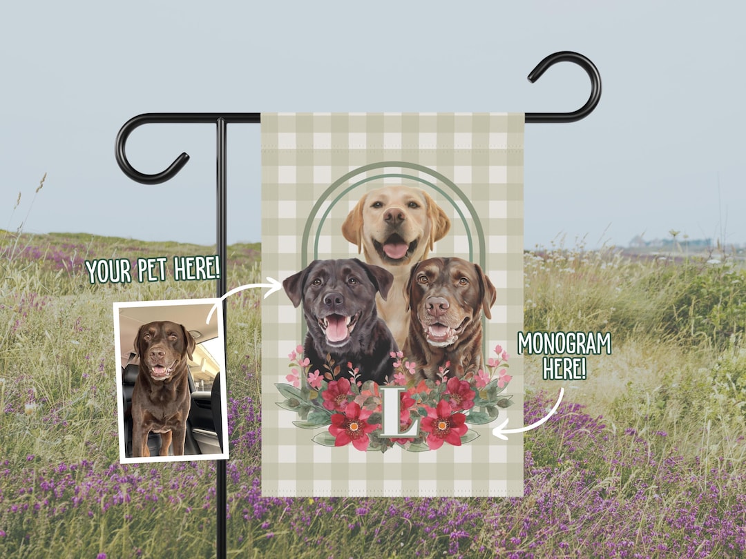 Custom Pet Photo Garden Flag: Monogram Dog or Cat Flag - Etsy
