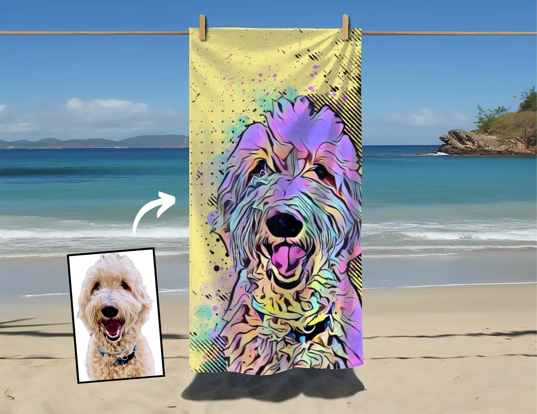 Custom Pet Pop Art Beach Towel | Pet Photo Beach Towel | Pop Art Towel ...