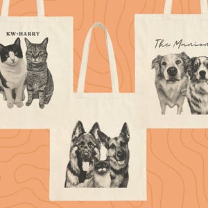 Personalized Pet Photo Tote Bag | Custom Dog & Cat Travel Bag - Etsy