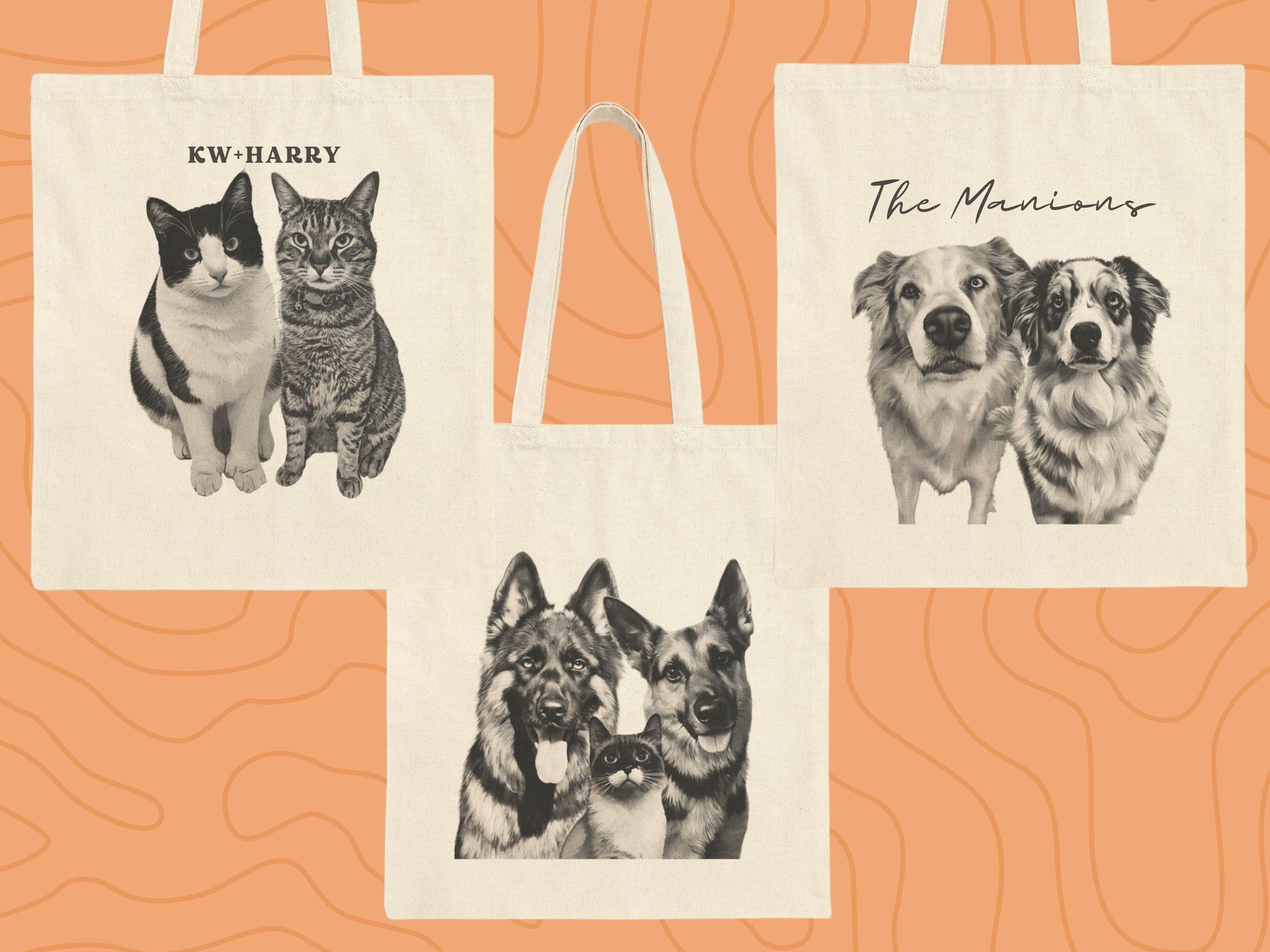 Personalized Pet Photo Tote Bag | Custom Dog & Cat Travel Bag - Etsy