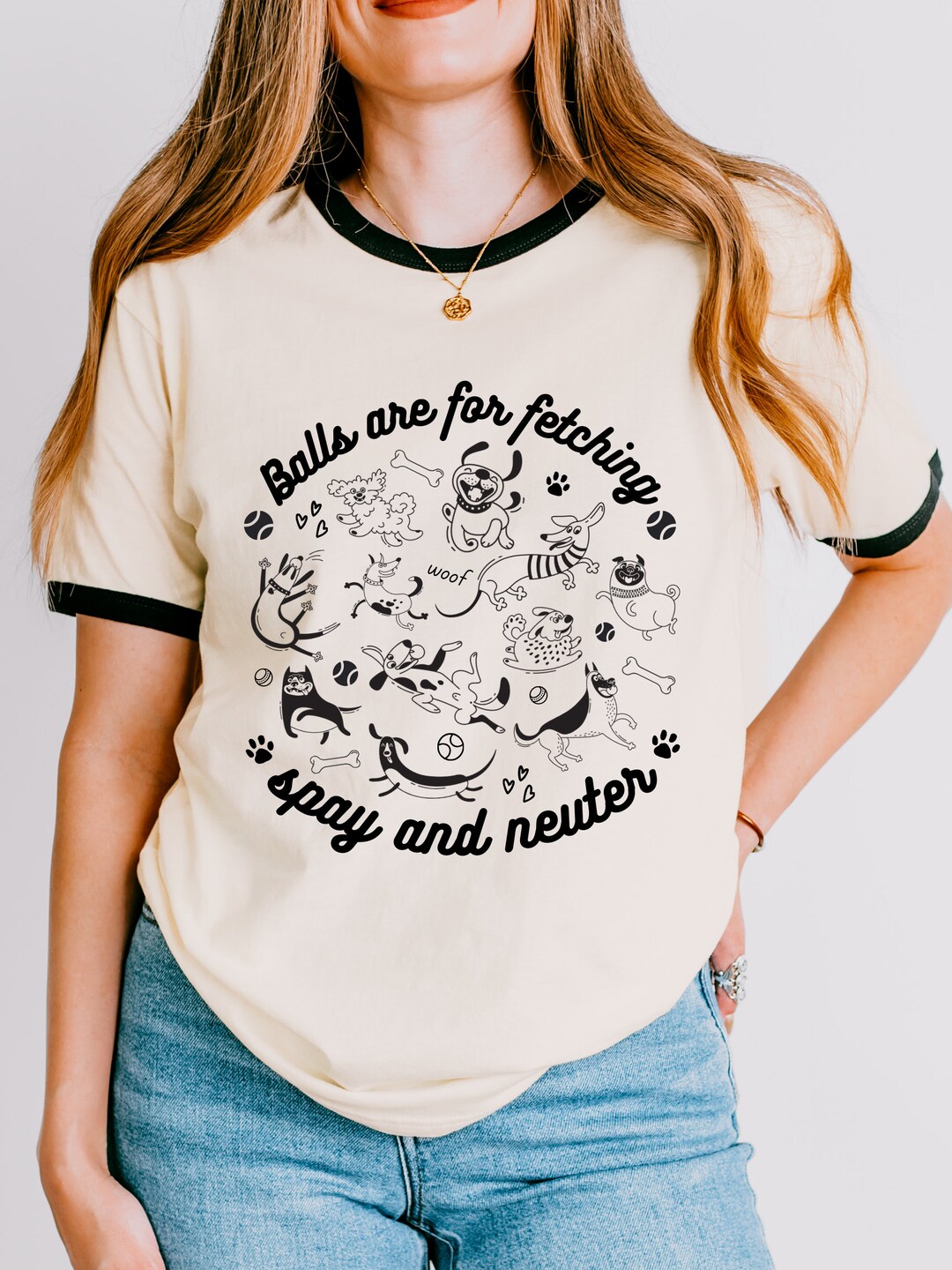 Balls Are for Fetching Ringer Tee | Spay Neuter Graphic Tee | Dog ...