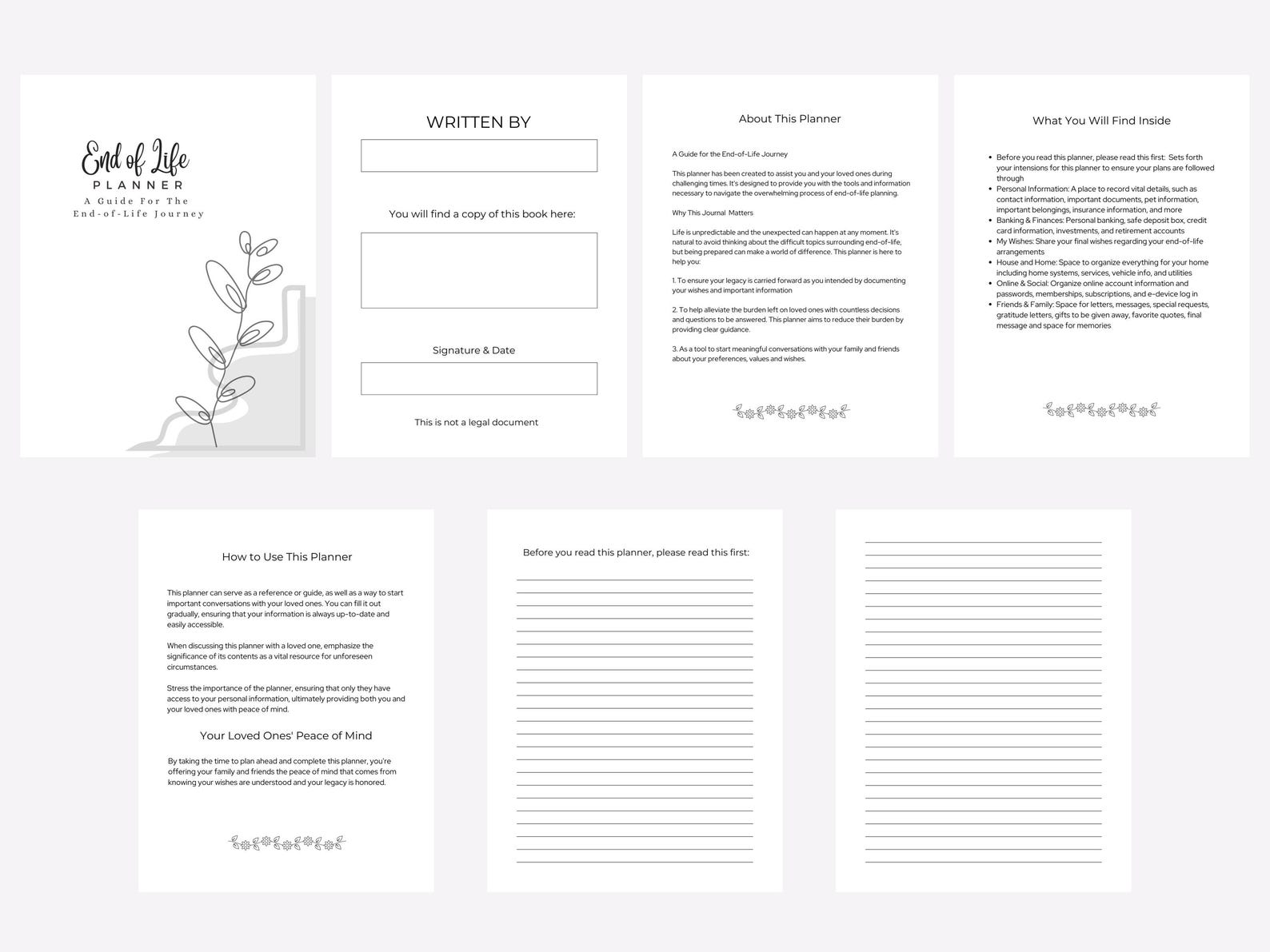 End of Life Planner Printable, Legacy Planning, 49 Page Guide (PDF) - Etsy
