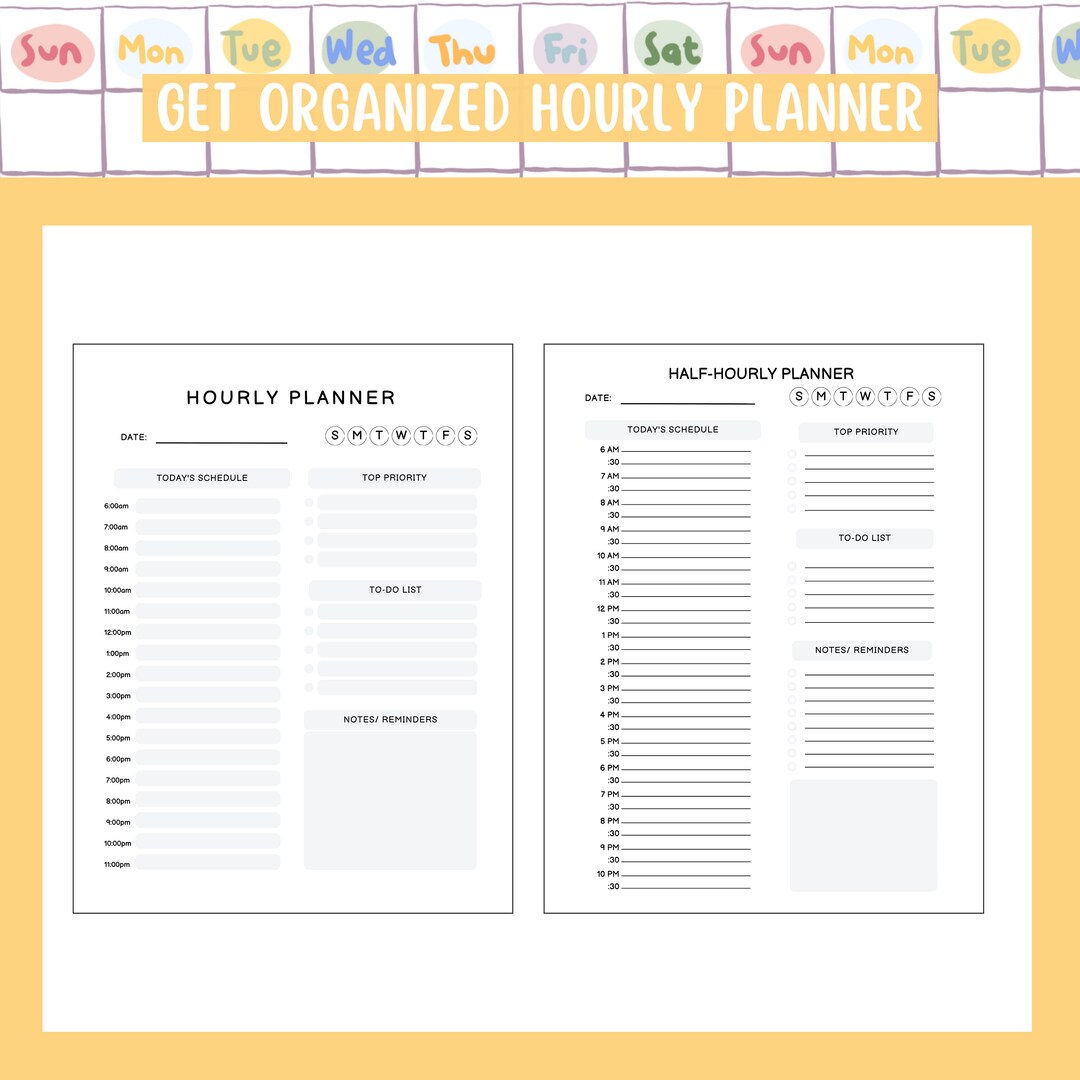 Hourly Planner Printable, Task Tracker, Daily Routine (digital Download ...