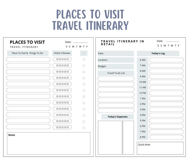 Travel Planner Template, Packing List, Budget, Journal (printable PDF ...