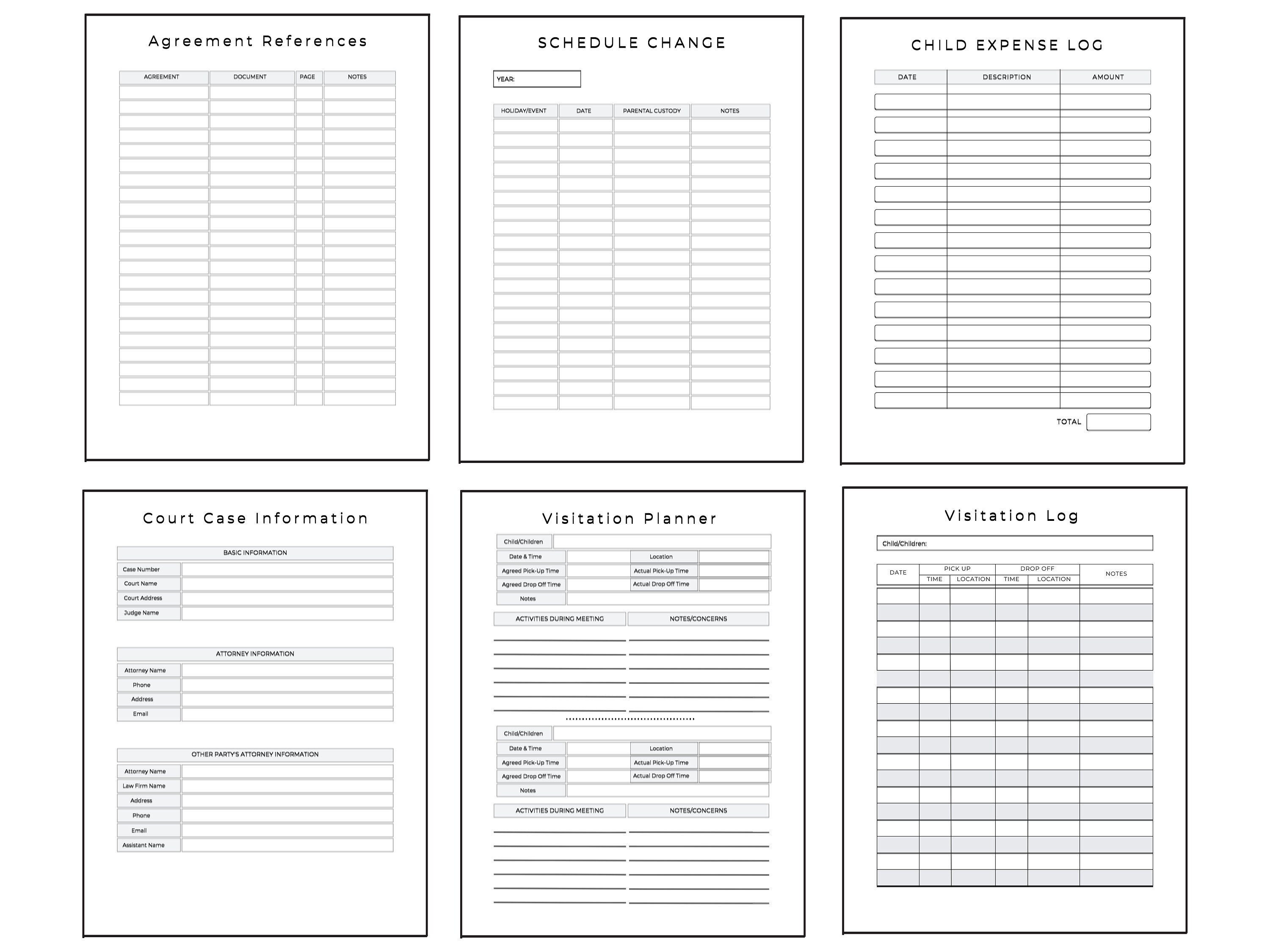 Custody Journal, Communication & Court Notes Planner (digital) - Etsy