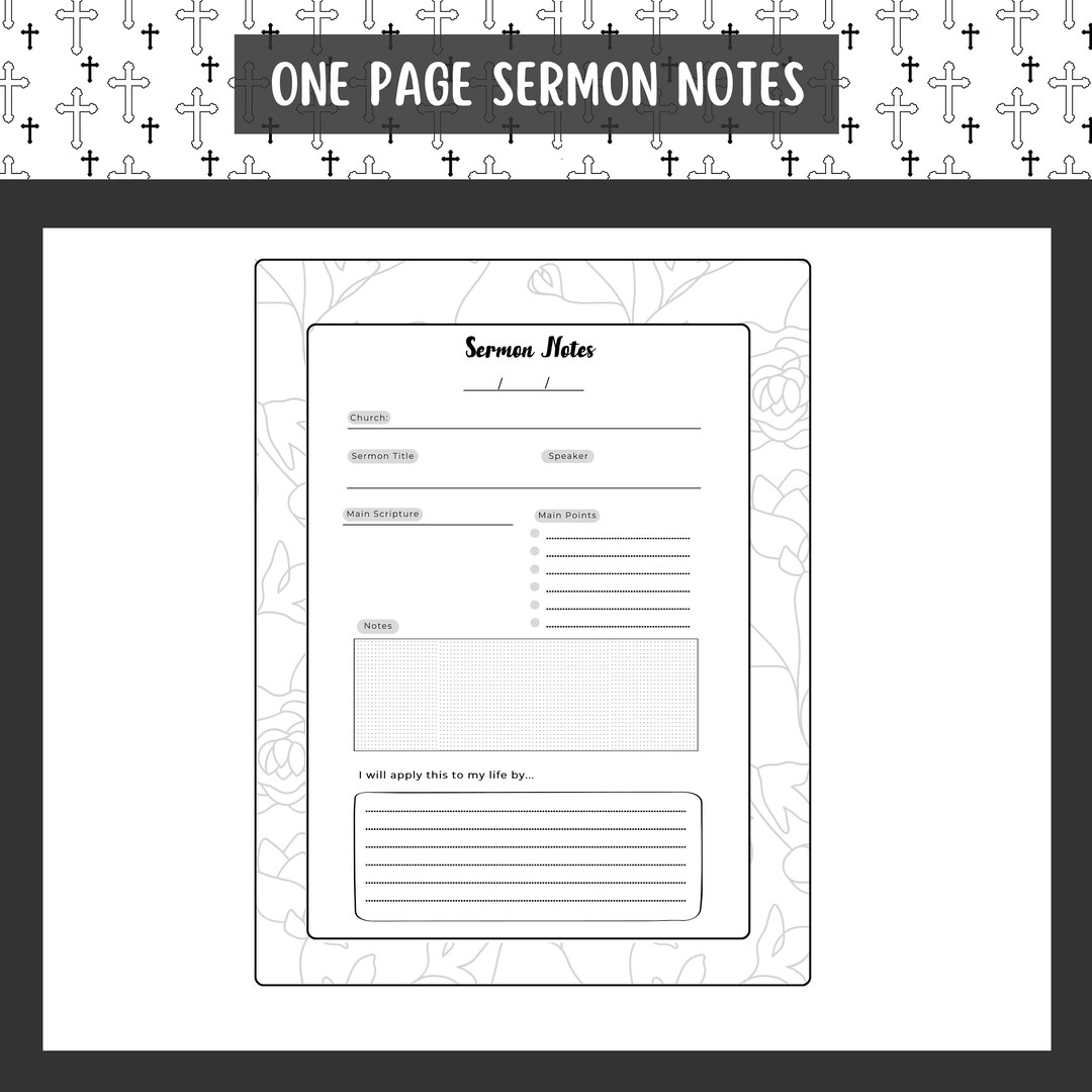Sermon Notes Journal, Bible Study, Verse Mapping (instant Download) - Etsy