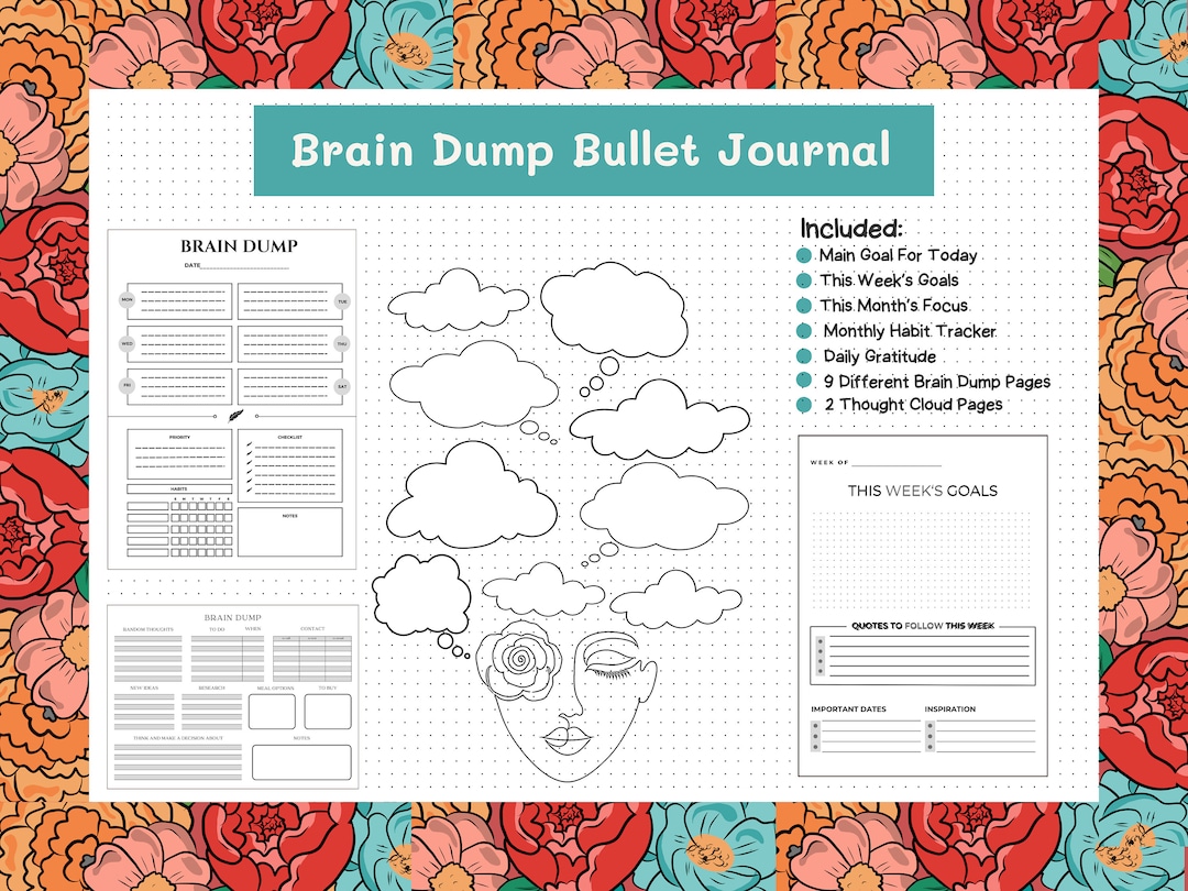 Print Your Own Bullet Journal, Brain Dump Pages, Wellness Journal ...