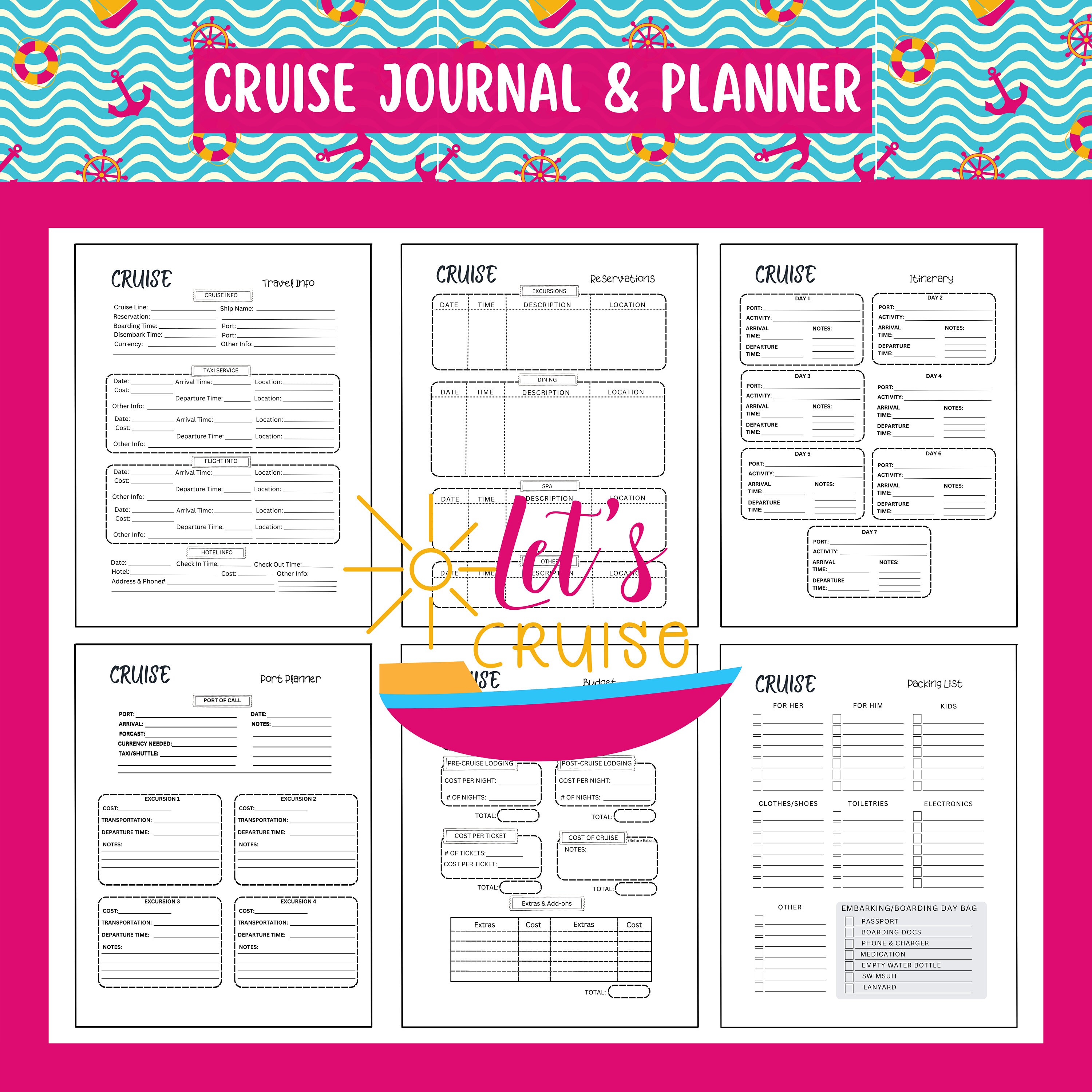 Cruise Planner Travel Journal, Vacation Checklist, Trip Itinerary ...