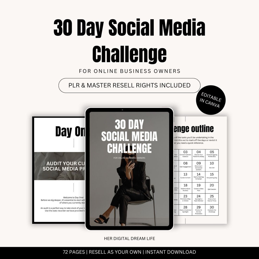 30 Day Social Media Challenge Instagram Guide for Online Business ...