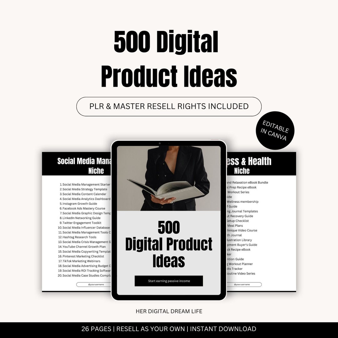 500 Digital Product Ideas for Passive Income, Master Resell Rights (MRR ...