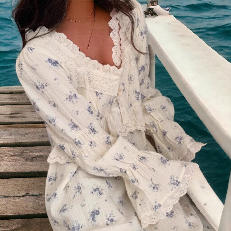 Long Floral Victorian Nightgowns,vintage Outlander Nightwear,autumn and ...