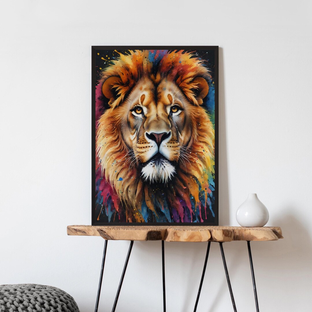 Lion Digital Art Print Abstract King of the Jungle Watercolour Safari ...