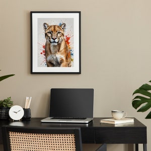 Puma Portrait Art Print Bold Feline Splatter Painting Contemporary ...