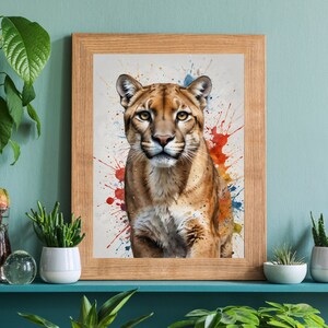 Puma Portrait Art Print Bold Feline Splatter Painting Contemporary ...