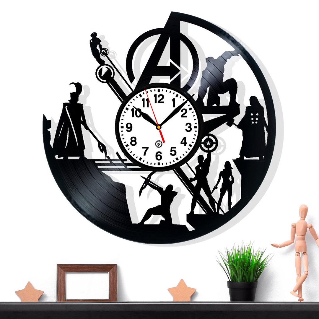 Avengers Vinyl Wall Clock Superhero Decor, Unique Comic Fan Gift ...
