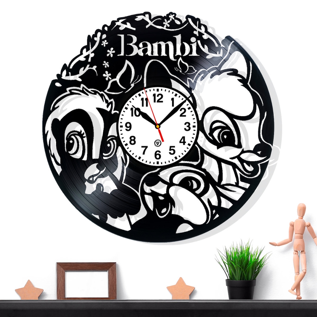 Bambi Vinyl Wall Clock Deer Decor, Unique Kids' Room Gift, Vintage ...