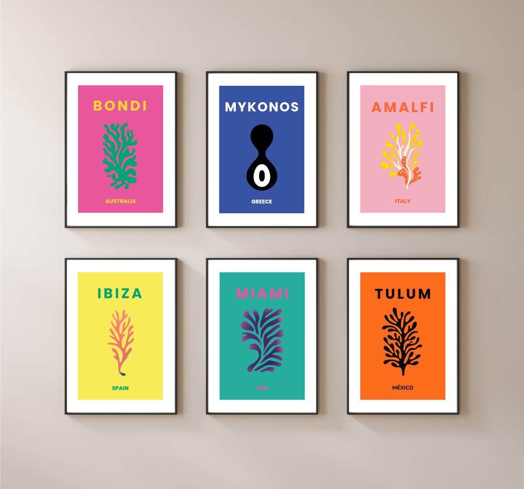 Set of 6 Famous Travel Places Gallery-preppy Digital Download Print ...