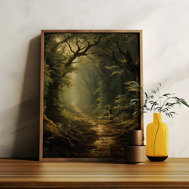 Overgrown, an Overgrown Path, Misty Forest, Ancient Trees. Digital ...