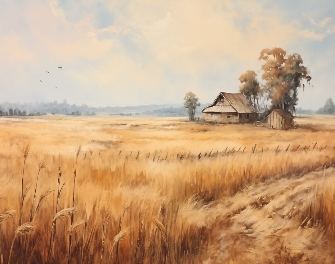 Barn in Wheat Field V2, Digital Art, Range of Sizes, Office/home Decor ...
