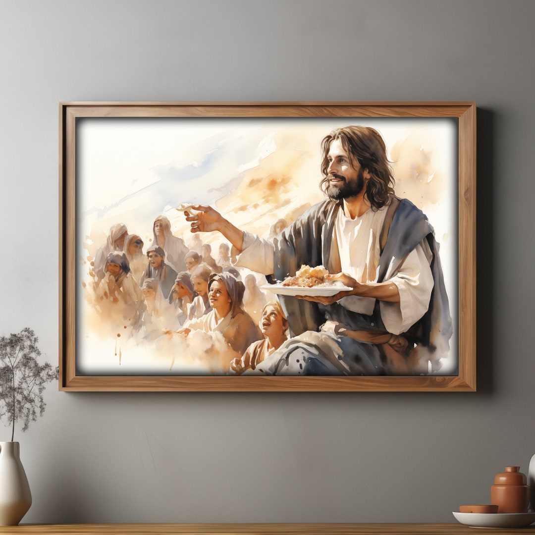 Matte Horizontal Posters, "jesus Feeds the Multitude", Christian Wall ...