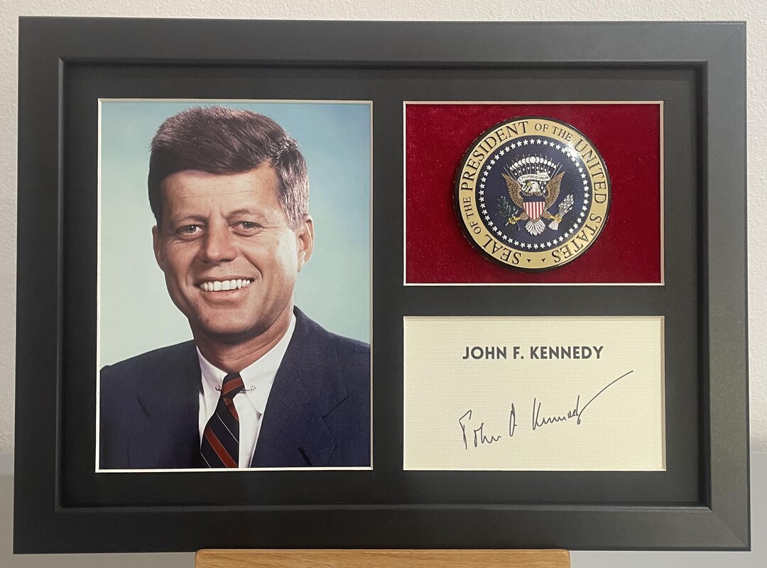 JOHN F. KENNEDY Autograph- Framed A4 / Elegant Display- US President Seal, Memorabilia, Signed ...