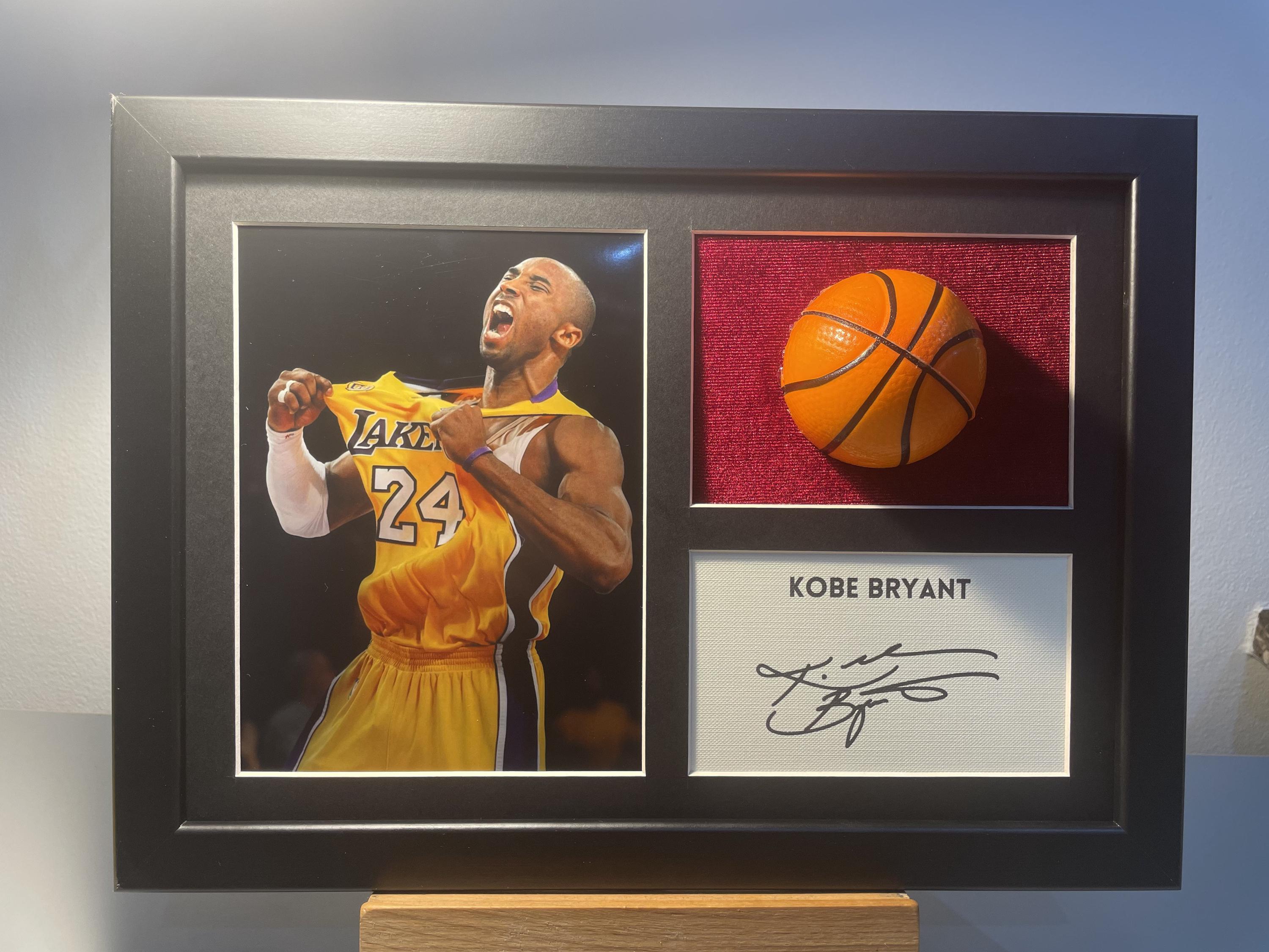 KOBE BRYANT AUTOGRAPH in Elegant Display With Small Basketball + Frame ...