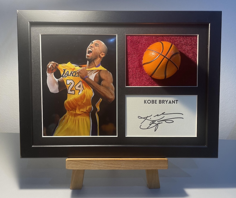 KOBE BRYANT AUTOGRAPH in Elegant Display With Small Basketball + Frame ...