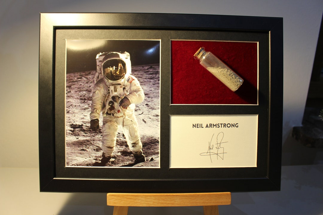 NEIL ARMSTRONG AUTOGRAPH + Piece of the Moon- the Apollo 11 Mission ...