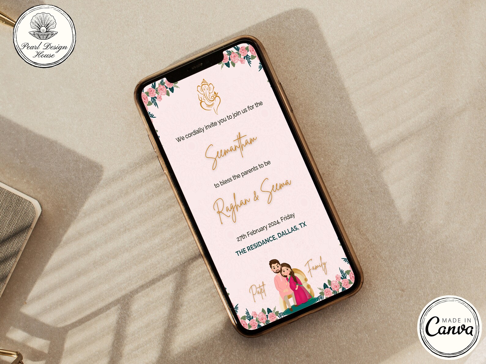 Seemantham Invitation Template, Editable Indian Baby Shower Invite ...