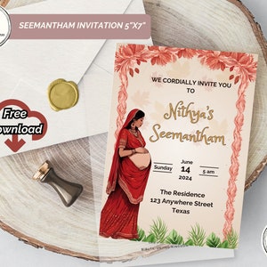 Seemantham Digital Invite, Sreemantham Invitation Template, Valaikappu ...