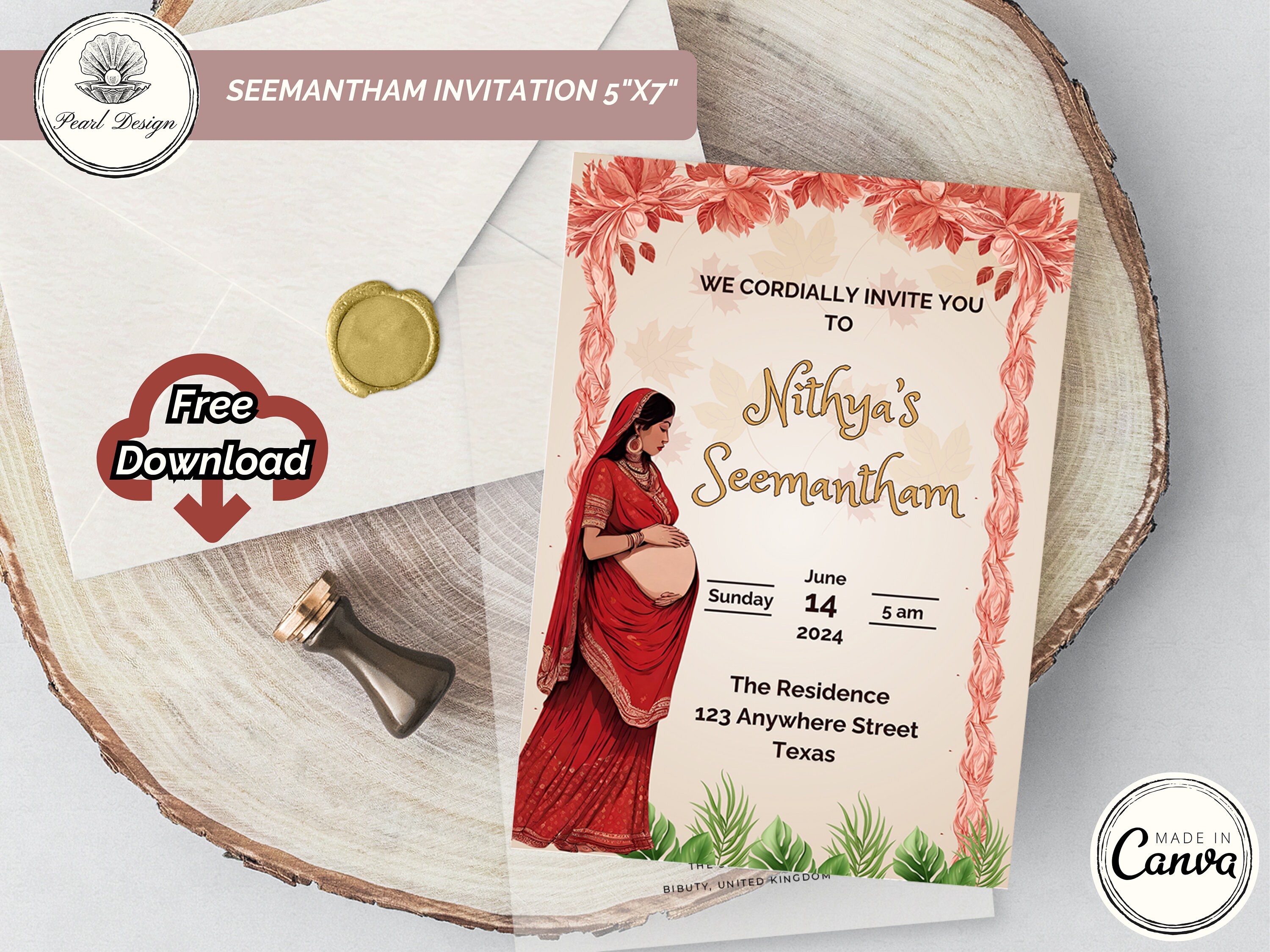 Seemantham Digital Invite, Sreemantham Invitation Template, Valaikappu ...