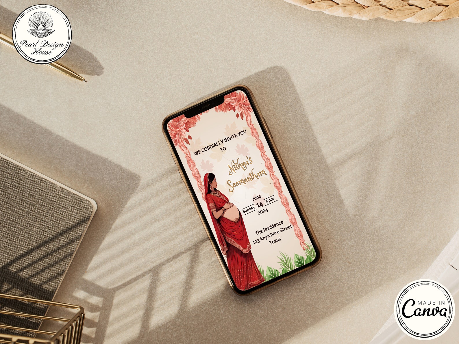 Seemantham Digital Invite, Sreemantham Invitation Template, Valaikappu ...