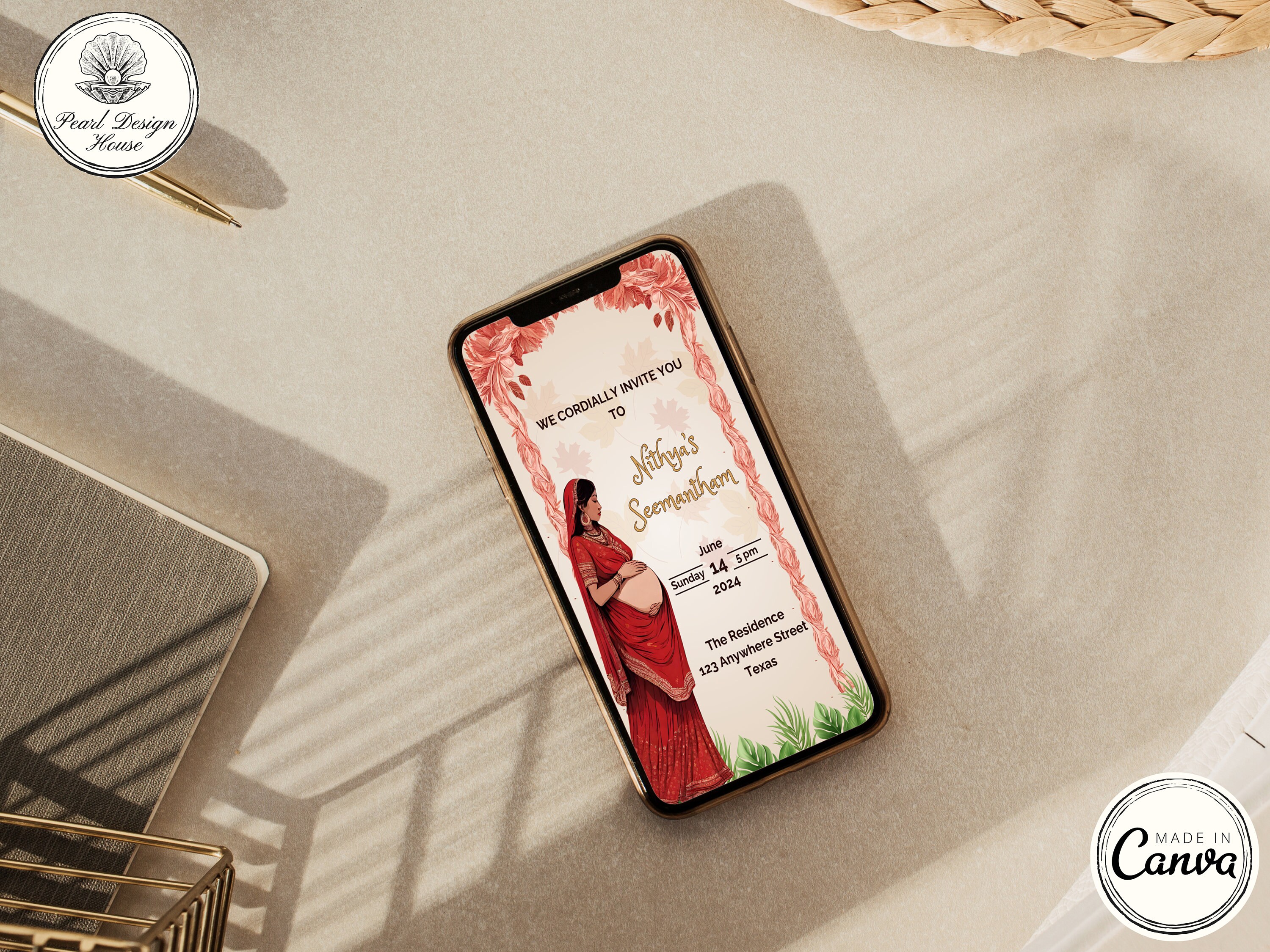 Seemantham Digital Invite, Sreemantham Invitation Template, Valaikappu ...