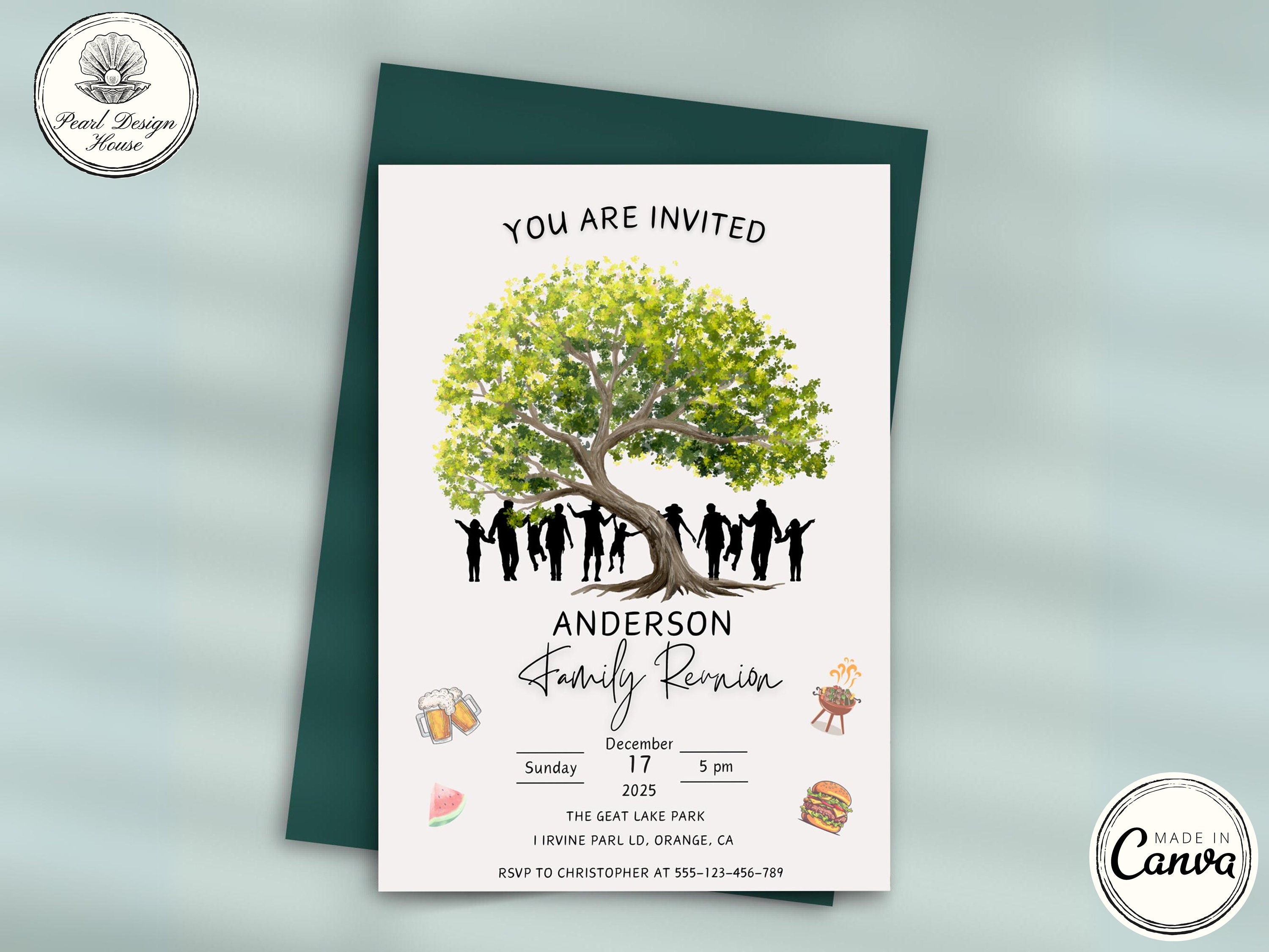 Family Reunion Invitation Template With Family Tree, Editable Family ...